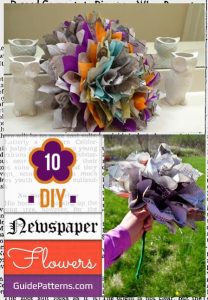 10 DIY Newspaper Flowers - Guide Patterns